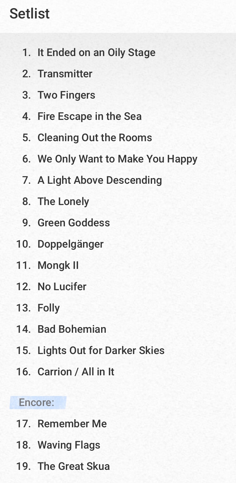 Last night of the Sea Power tour, Manchester’s own Albert Hall ...